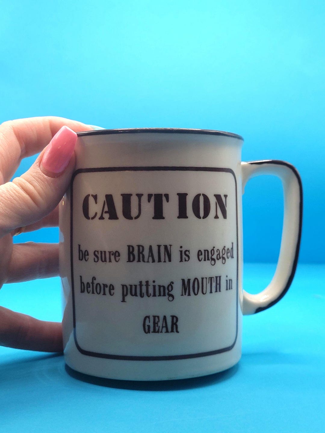 Vintage 1980s Graphic Mug: Engage Brain Before Talking! Novelty Gift - Etsy
