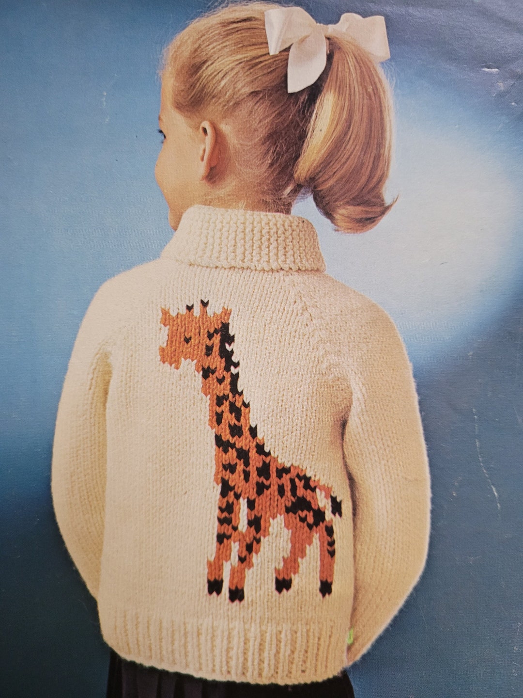 Vintage Children's Knit GIRAFFE Sweater Pattern, Sizes 4-6 Years, Mary ...