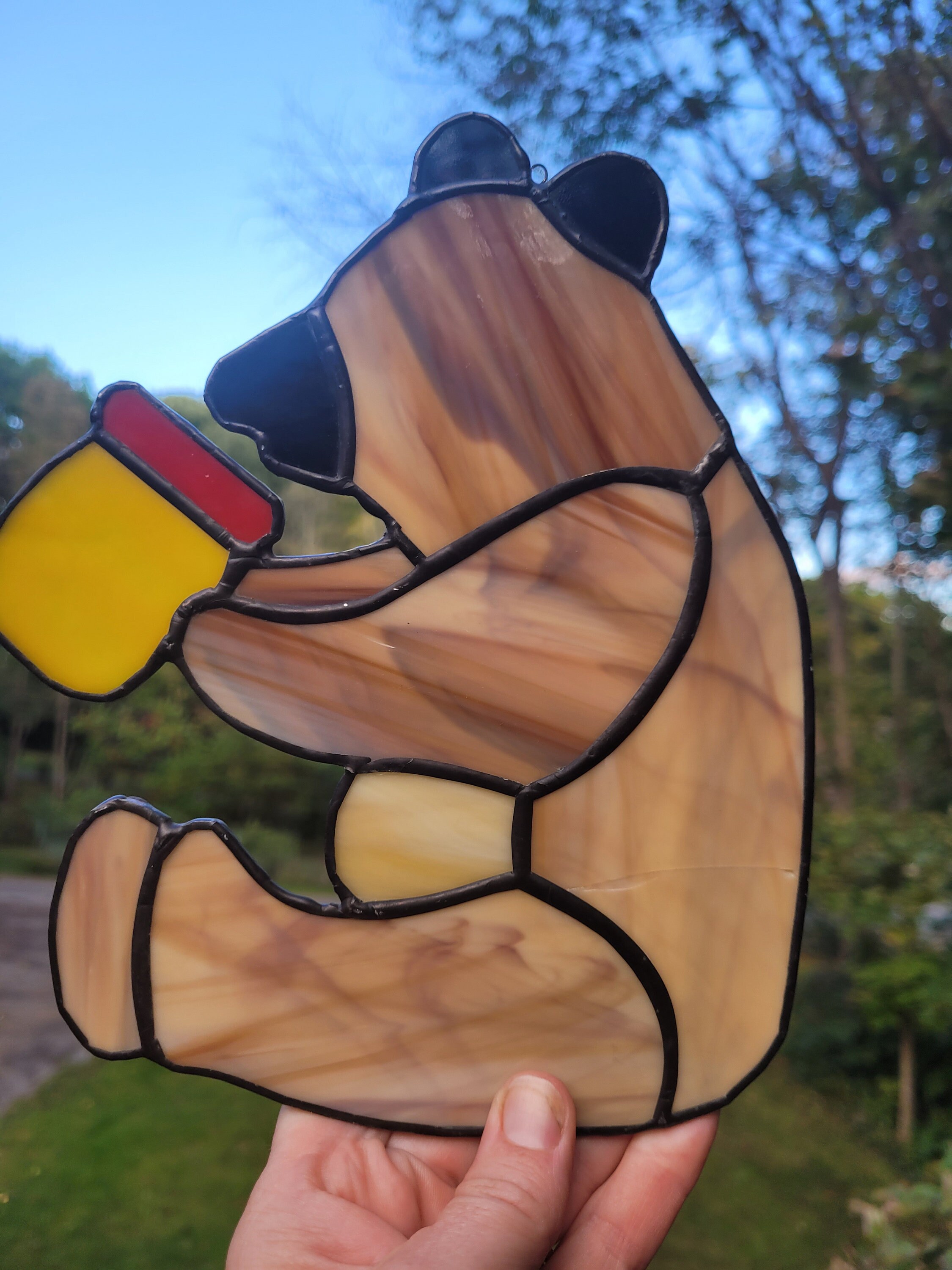 Winnie the Pooh Bear With Honey Stained Glass Sun Catcher - Etsy