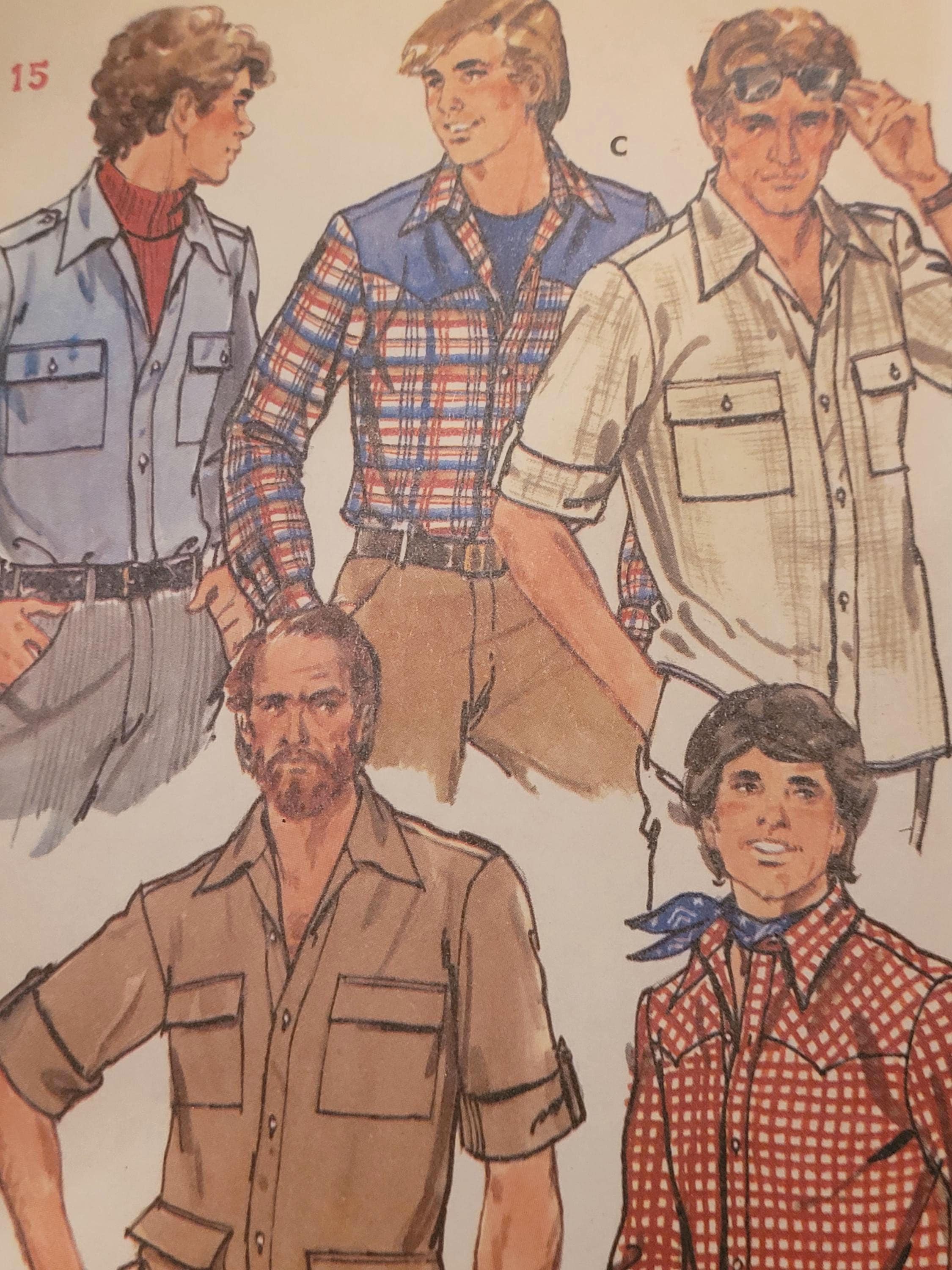 UNCUT Vintage 1970s Teen Boy's Button Down Semi-fitted Shirt Pattern ...
