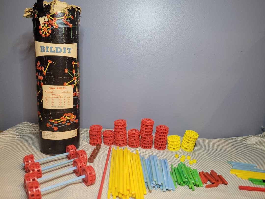 RARE 1950s BILDIT Build It Toy Construction Set by PLYSU Housewares ...