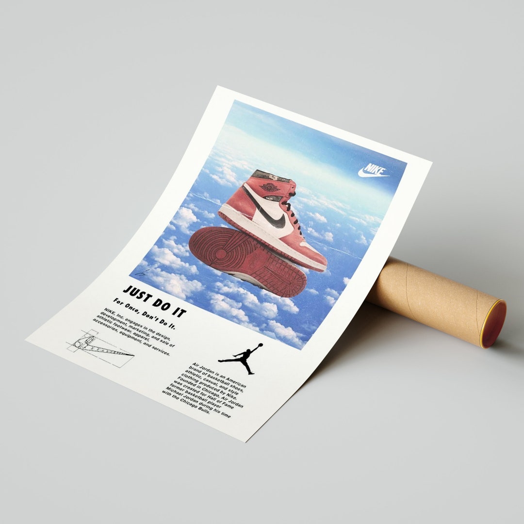 Vintage Nike Air Jordan 'just Do It' Advertising Poster Retro Sneaker ...