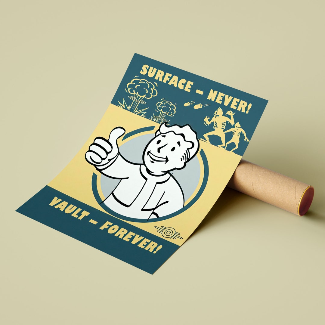 Fallout Poster surface Never Vault Forever Vintage 1950s Style - Etsy