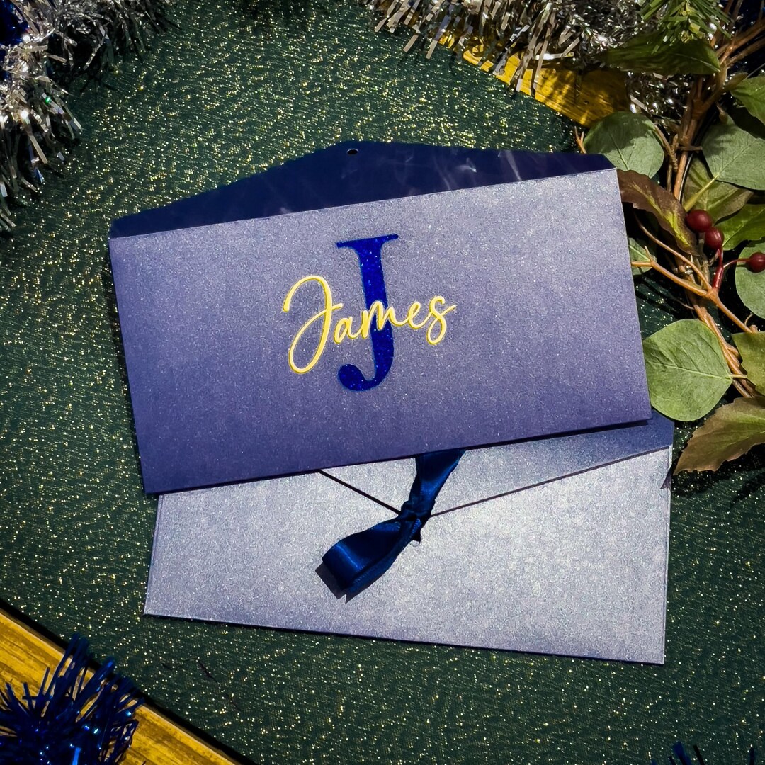 Personalized Envelope With Gemstone Glitter Initial & Ribbon | Custom ...