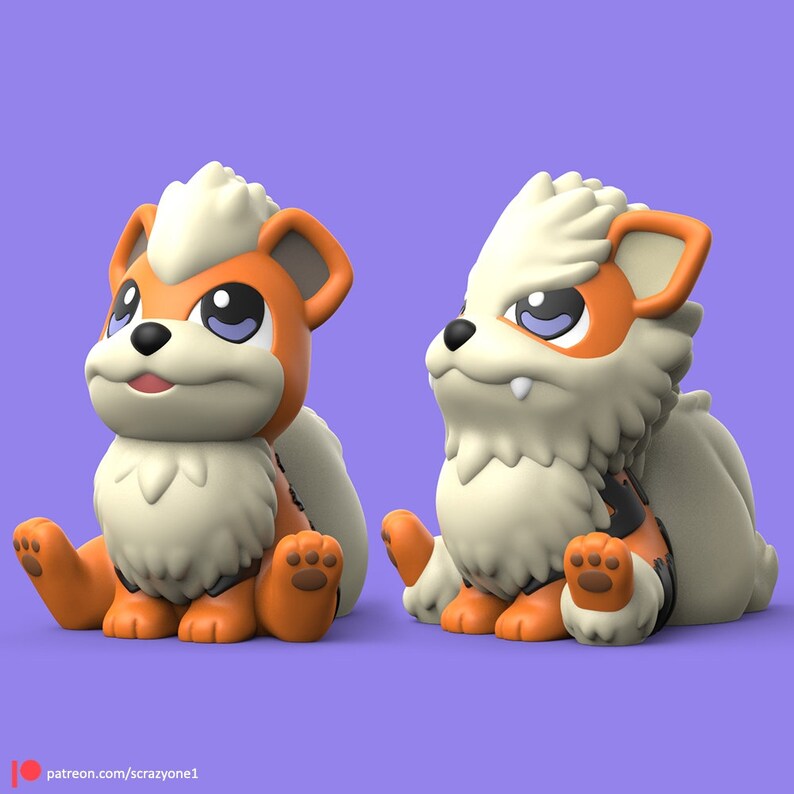 Chibi Growlithe Arcanine 3D Printed Model - Etsy