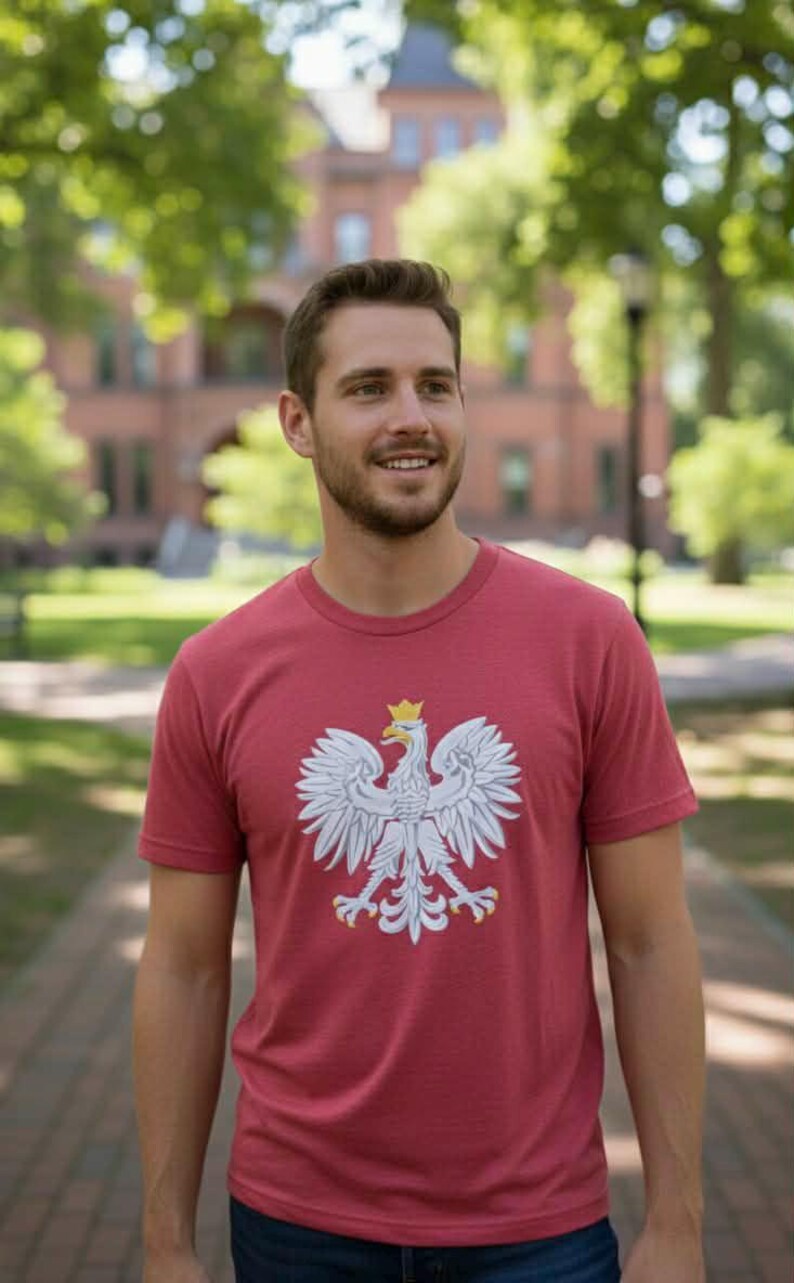 Classic Polish Eagle Tee - Premium Polska Heritage T-shirt in Heather ...