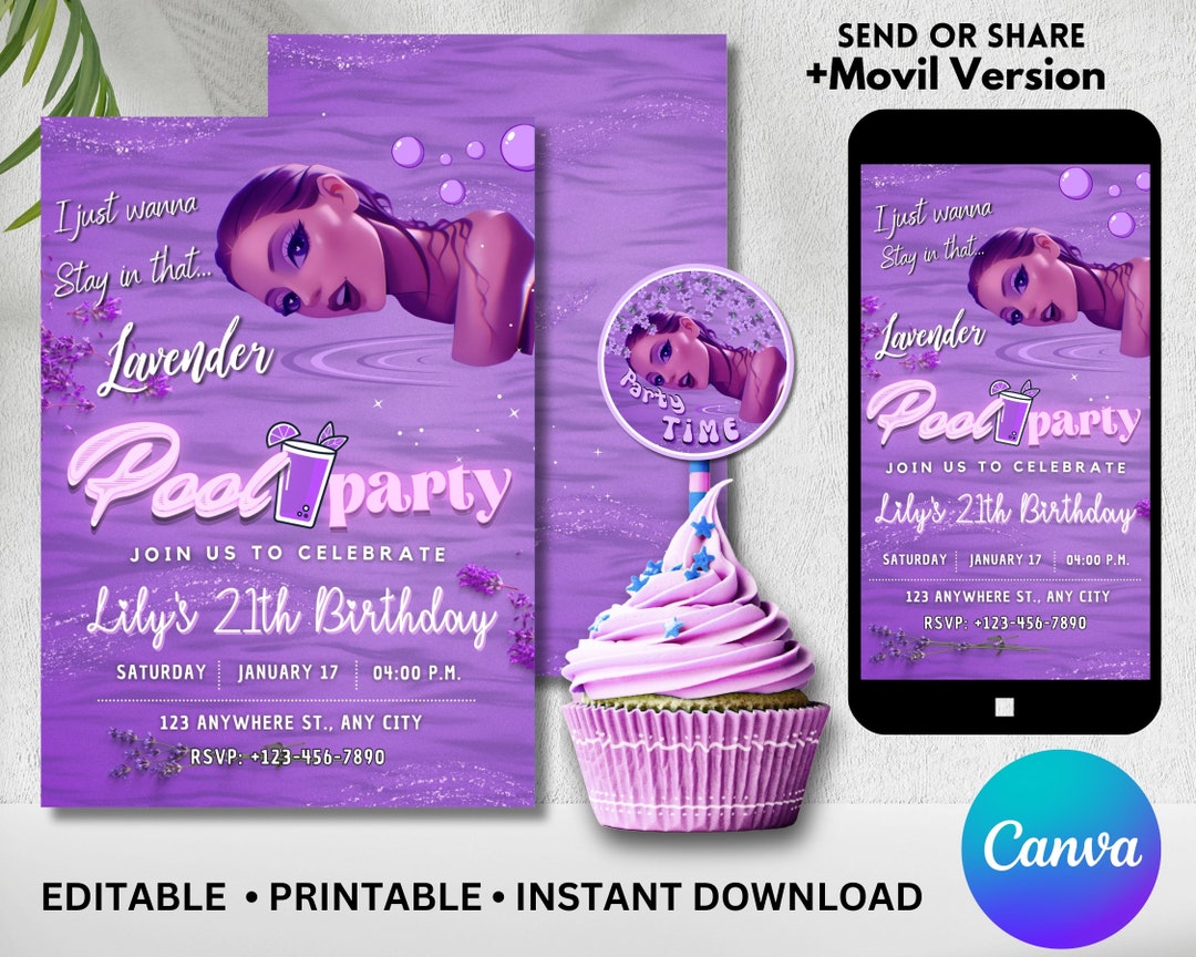 Swiftie Birthday Invitation Editable Pool Party Invitation - Etsy