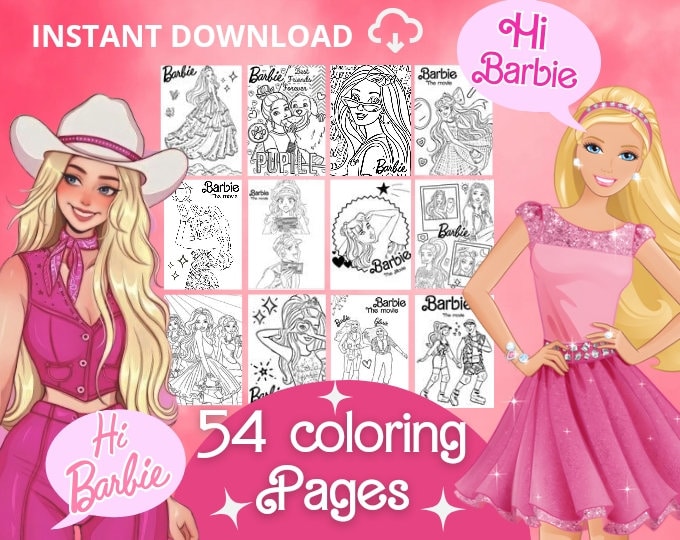 Barbie Coloring Pages Printable Coloring Pages PDF Printable Barbie - Etsy