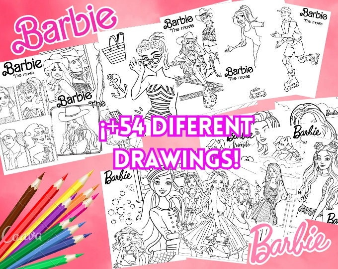 Barbie Coloring Pages Printable Coloring Pages PDF Printable Barbie - Etsy