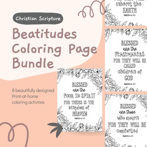 Beatitudes Coloring Page for Adults and Children, Printable Scripture ...