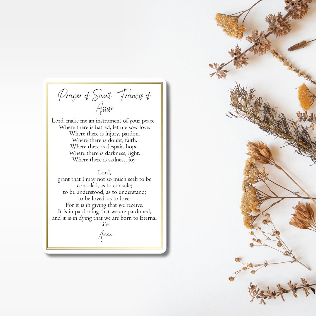 Laminated Prayer Card Saint Francis of Assisi Prayer, Catholic Prayer ...