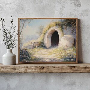 The Empty Tomb, Jesus Has Risen, Easter Morning Christian Wall Art, He ...