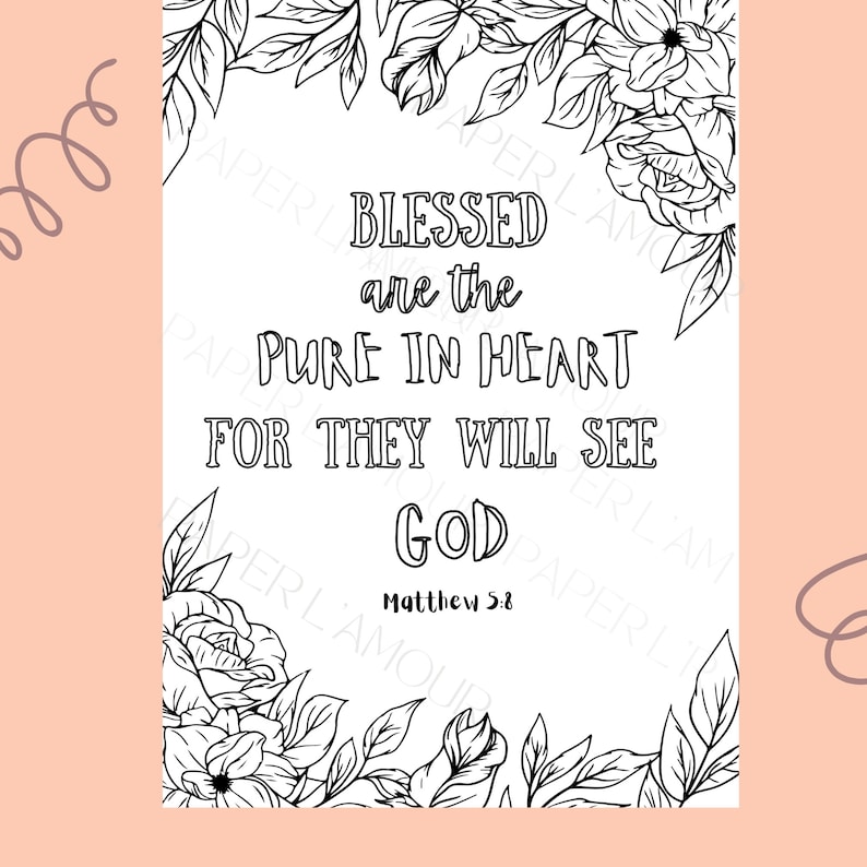 Beatitudes Coloring Page for Adults and Children Printable Scripture ...