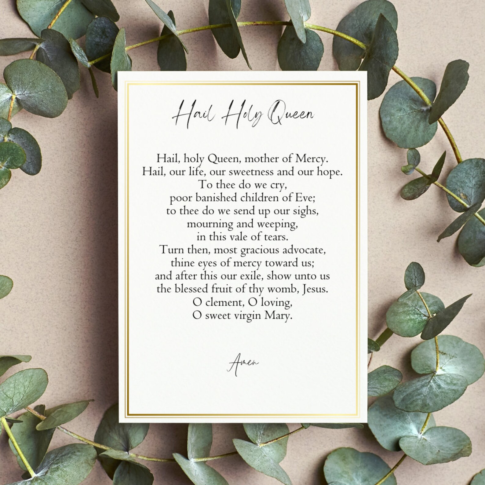 Laminated Prayer Card Hail Holy Queen Catholic Prayer Card - Etsy