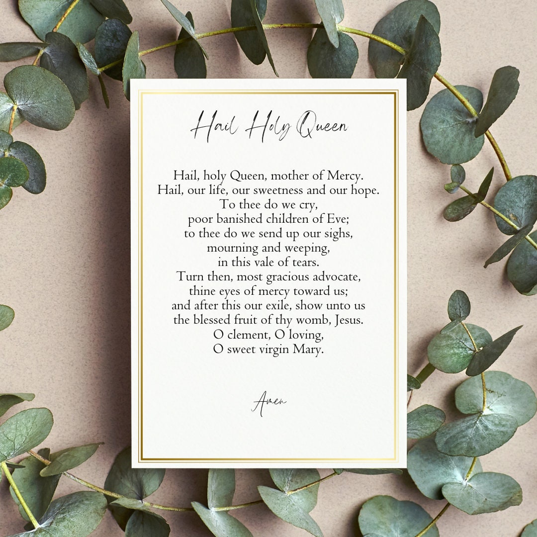 Laminated Prayer Card Hail Holy Queen Catholic Prayer Card - Etsy