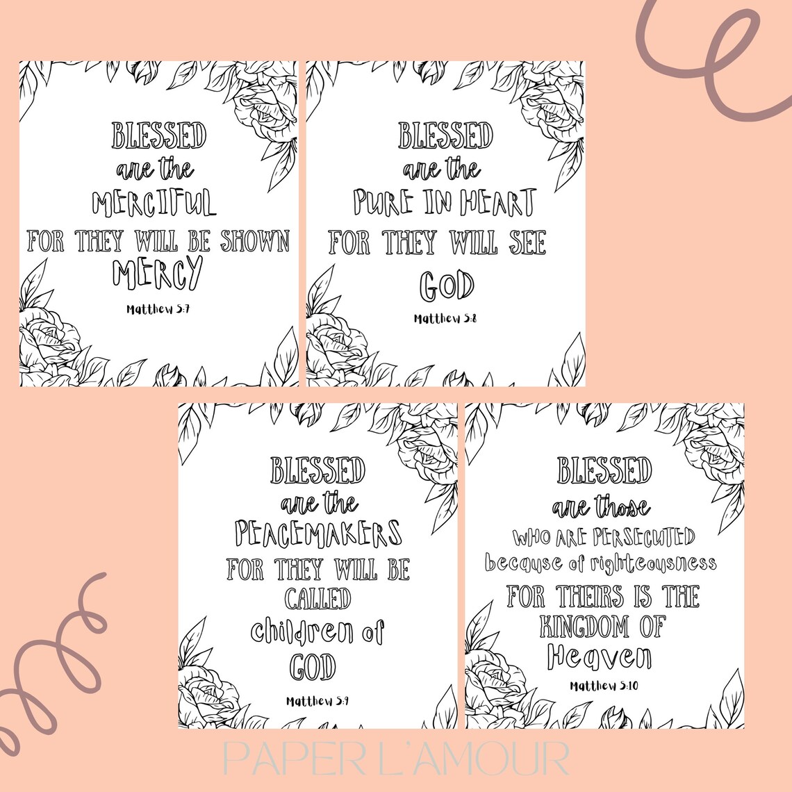 Beatitudes Coloring Page for Adults and Children Printable Scripture ...