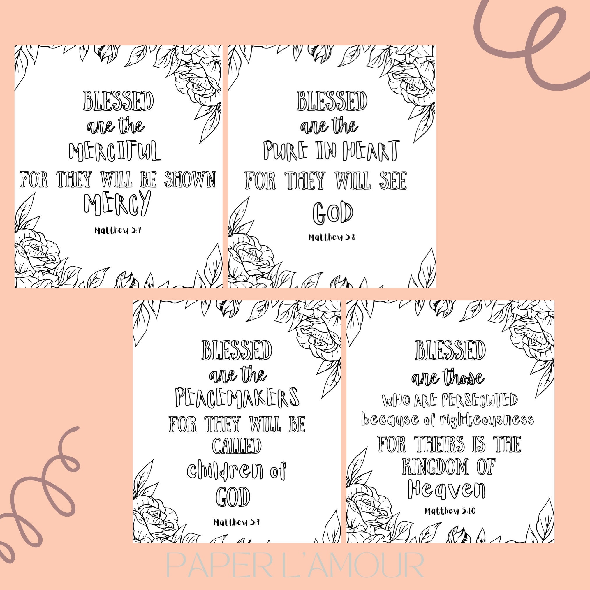 Beatitudes Coloring Page for Adults and Children Printable - Etsy