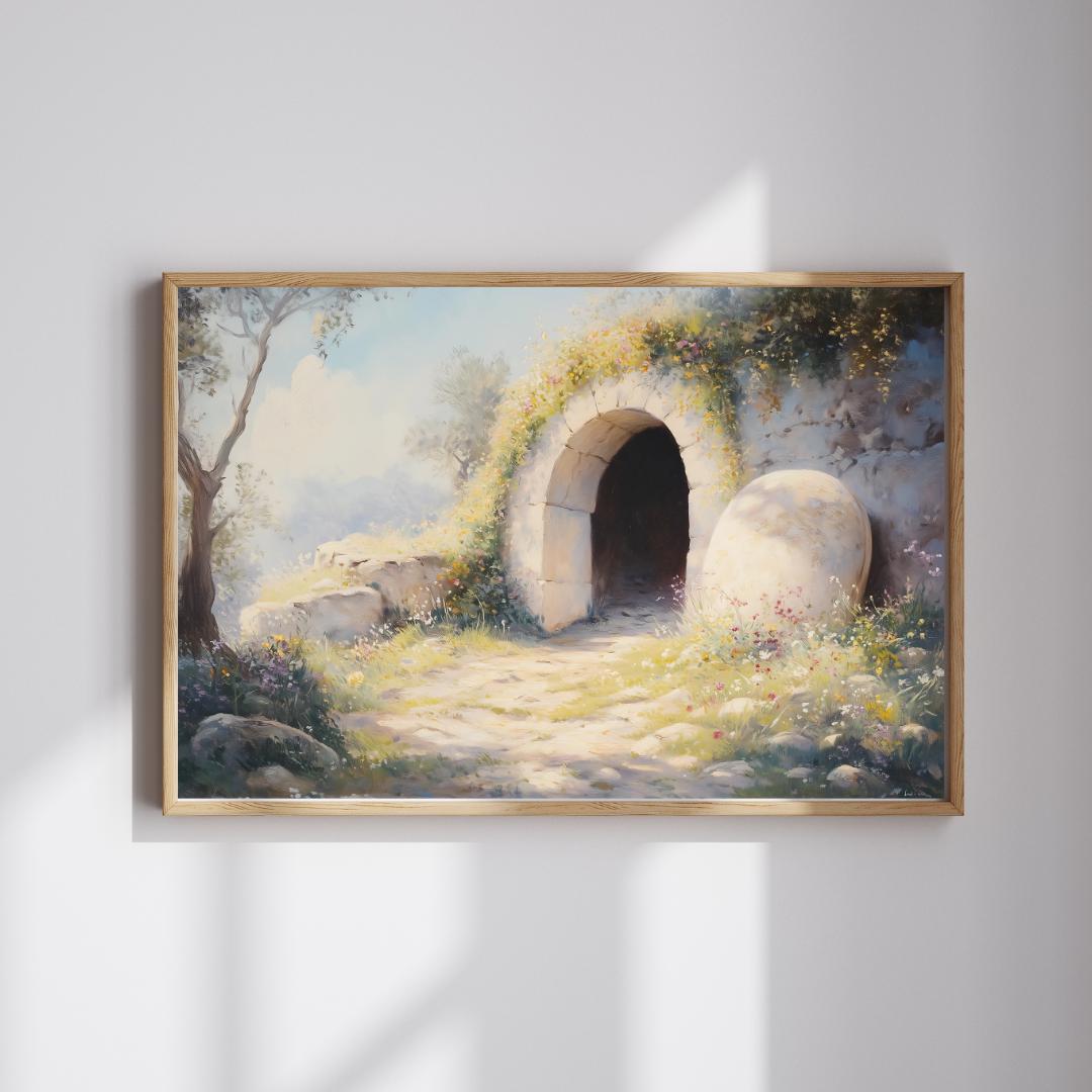 The Empty Tomb, Jesus Has Risen, Easter Morning Christian Wall Art, He ...