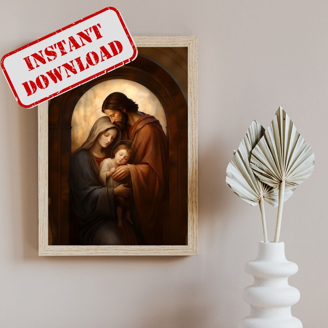 Holy Family Digital Print, Catholic Print, Holy Family, Catholic Gift ...