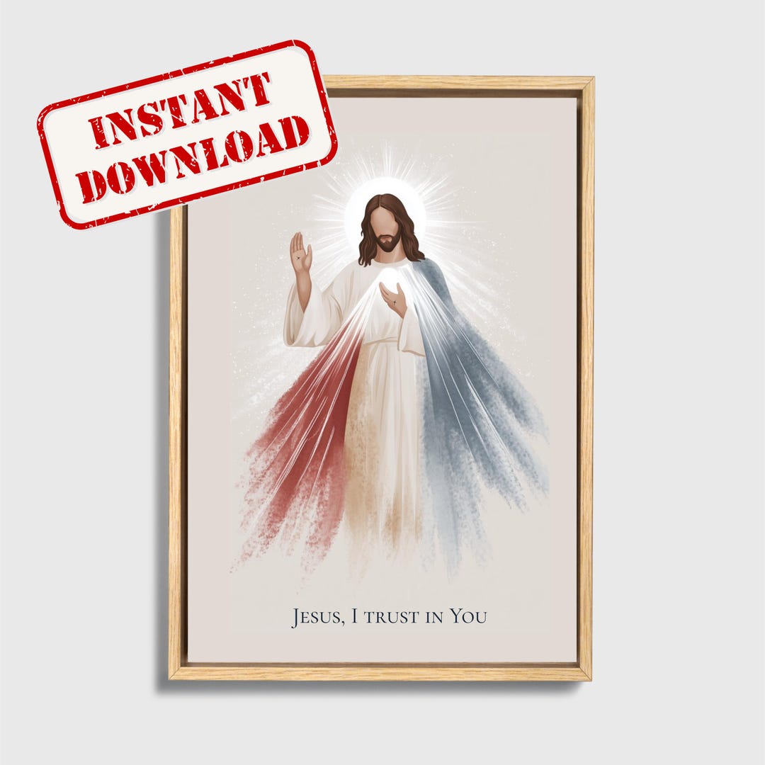 Divine Mercy Digital Print + Prayer Chaplet, Catholic Prayer, Catholic ...