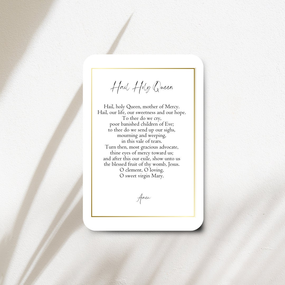 Laminated Prayer Card Hail Holy Queen Catholic Prayer Card - Etsy