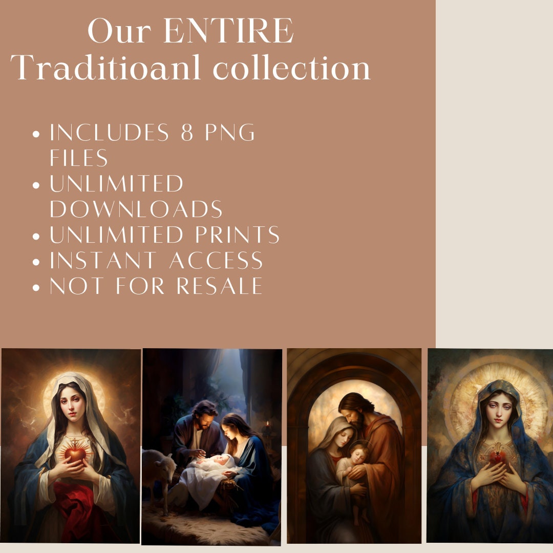 Traditional Catholic Art Bundle, Virgin Mary, Holy Family, Holy Family ...