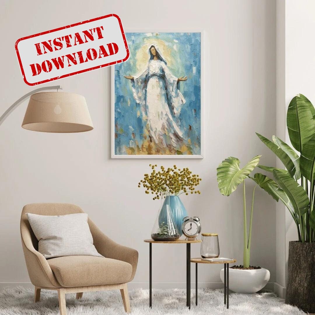 Abstract Virgin Mary Acrylic Print: Modern Catholic Nursery Art ...