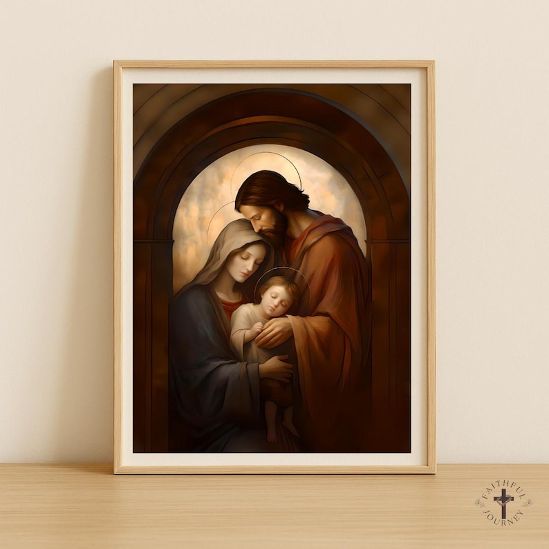 Framed Holy Family Art, Vintage Catholic Nativity Scene, Nativity, Holy ...