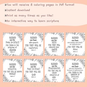Beatitudes Coloring Page for Adults and Children, Printable Scripture ...
