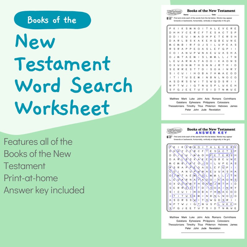 New Testament Books Word Search, Print-at-home Christian Activity ...