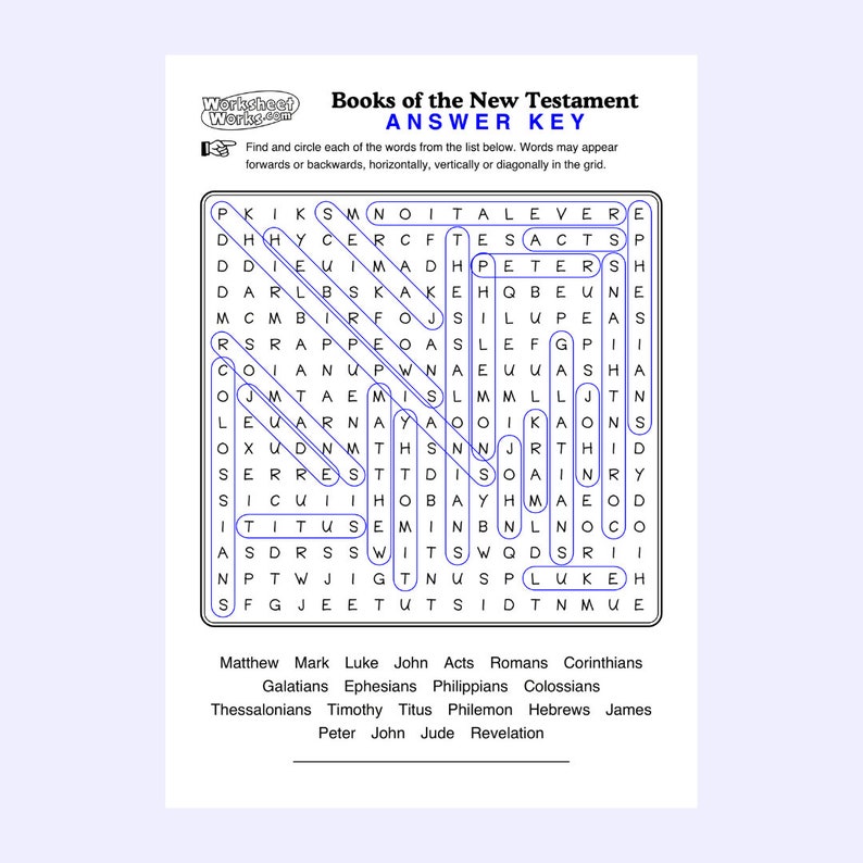 New Testament Books Word Search, Print-at-home Christian Activity ...