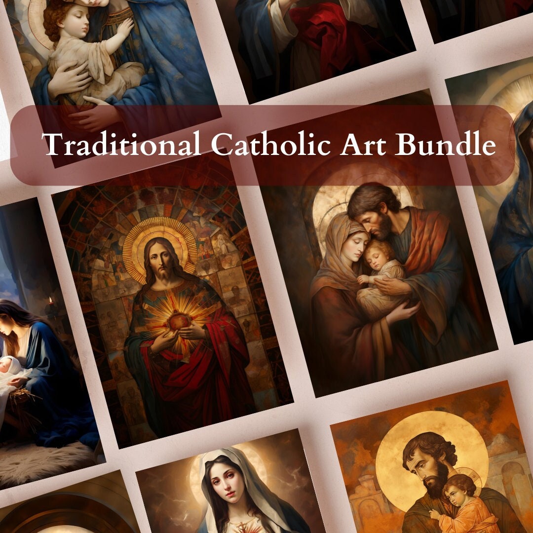 Traditional Catholic Art Bundle, Virgin Mary, Holy Family, Holy Family ...