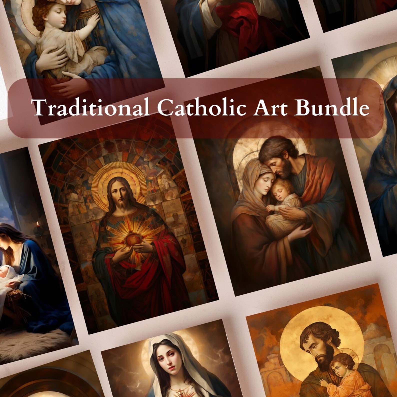 Traditional Catholic Art Bundle, Virgin Mary, Holy Family, Holy Family ...
