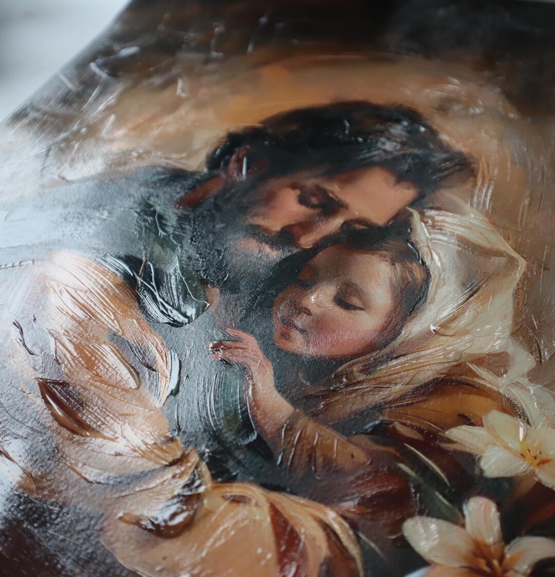 Textured Art Print of Saint Joseph and Christ, Affordable Catholic ...