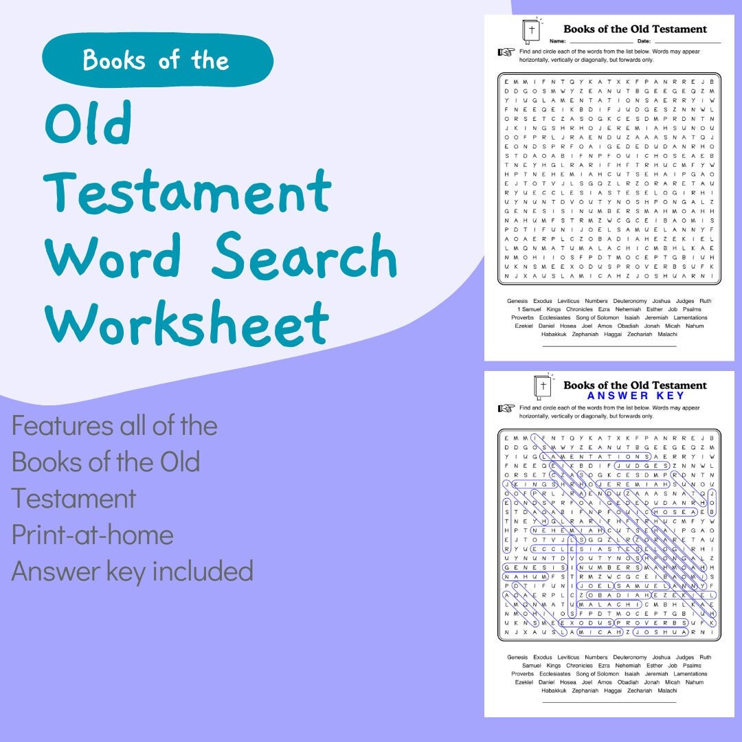 Old Testament Book Word Search, Print-at-home Christian Activity Sheet ...