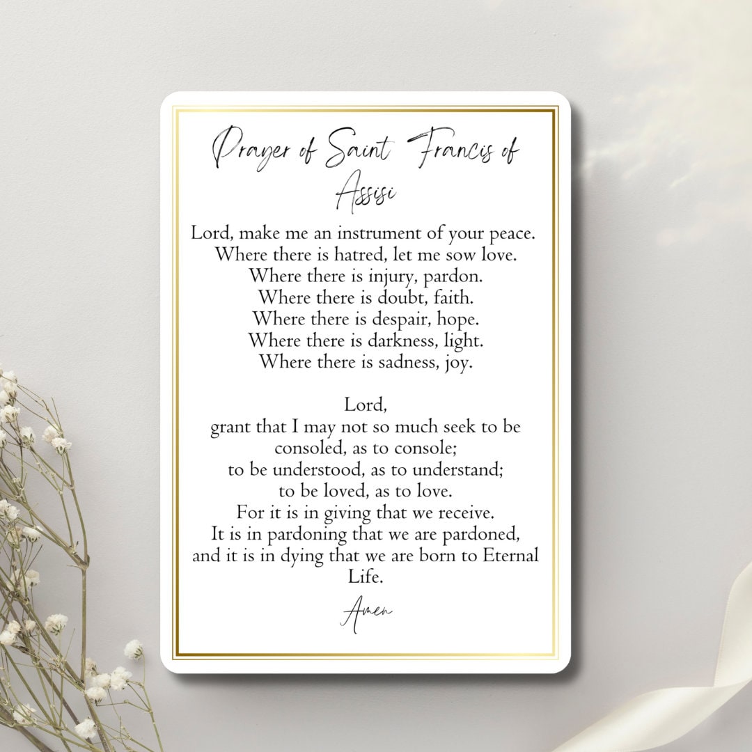 Laminated Prayer Card Saint Francis of Assisi Prayer, Catholic Prayer ...