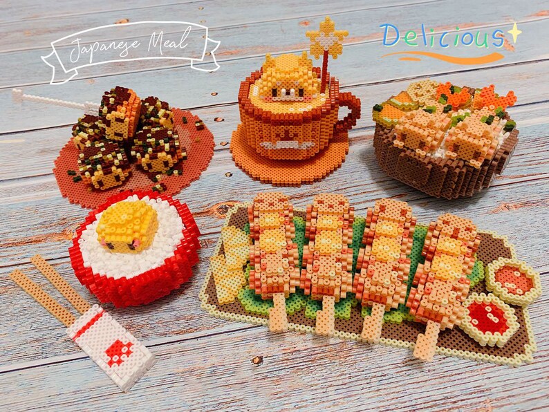 Kawaii Japanese Food [DIGITAL 3D Perler Bead Pattern] - Etsy