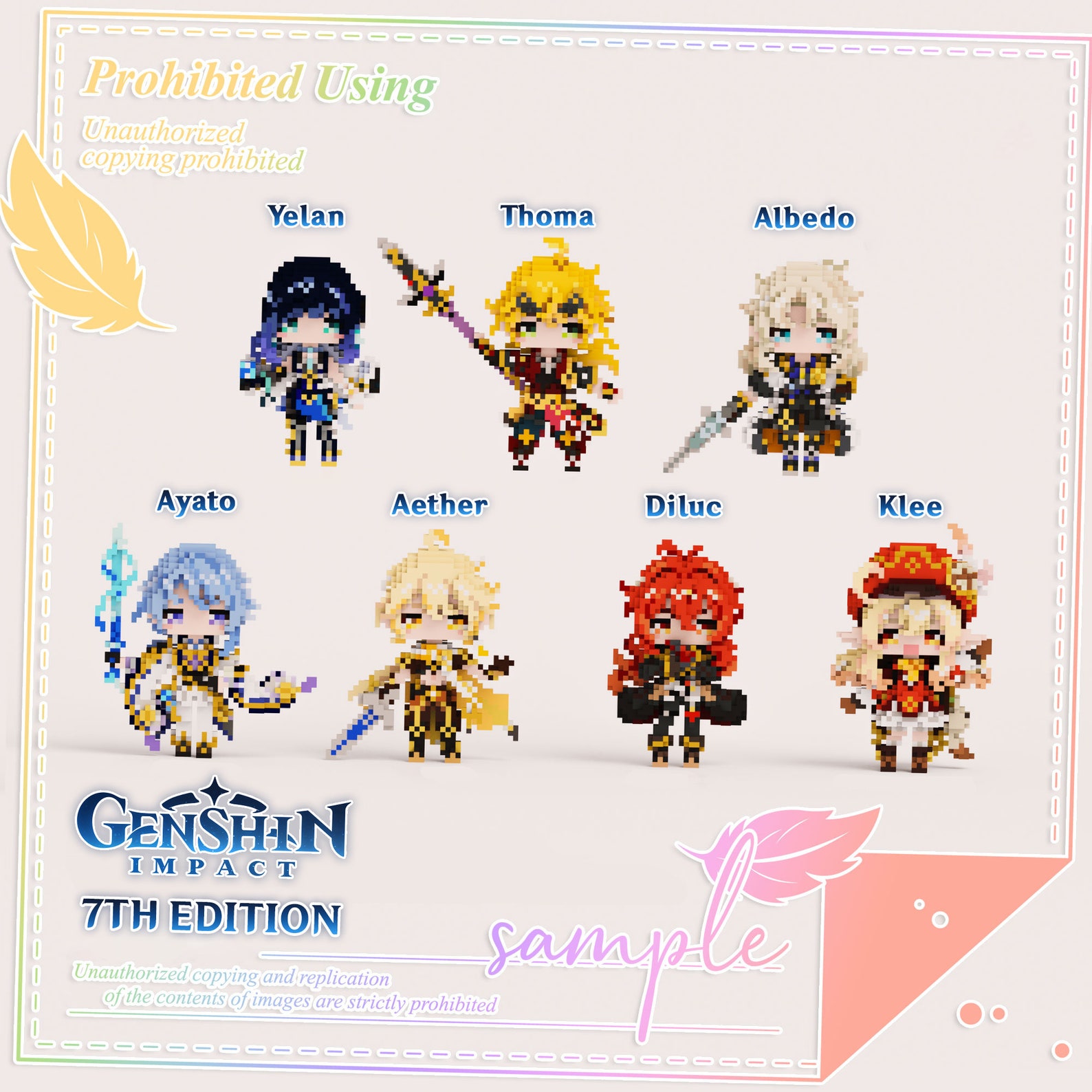 Genshin Impact 7th Edition Yelan Thoma Albedo Ayato Aether Diluc Klee 3D Perler Bead Pattern - Etsy