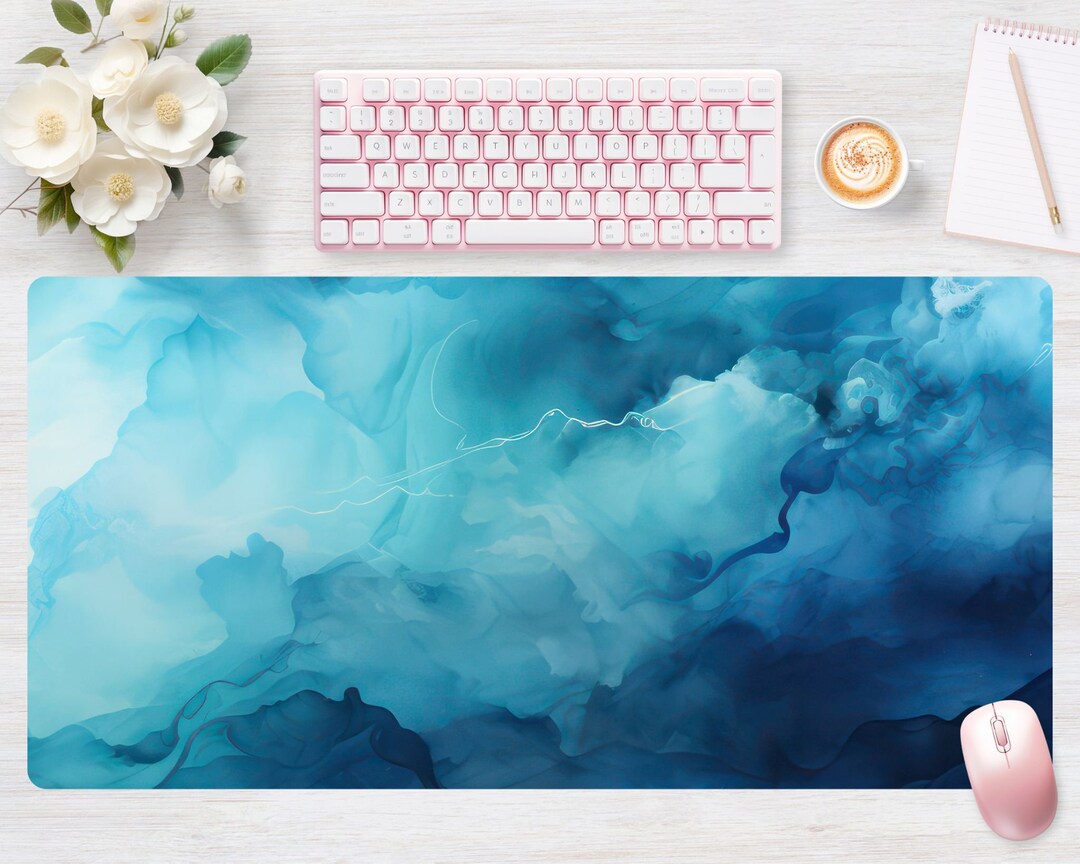 Desk Pad Marble Blue Nordic Stone, Mouse Pad, Mouse Mat, Extra Large ...