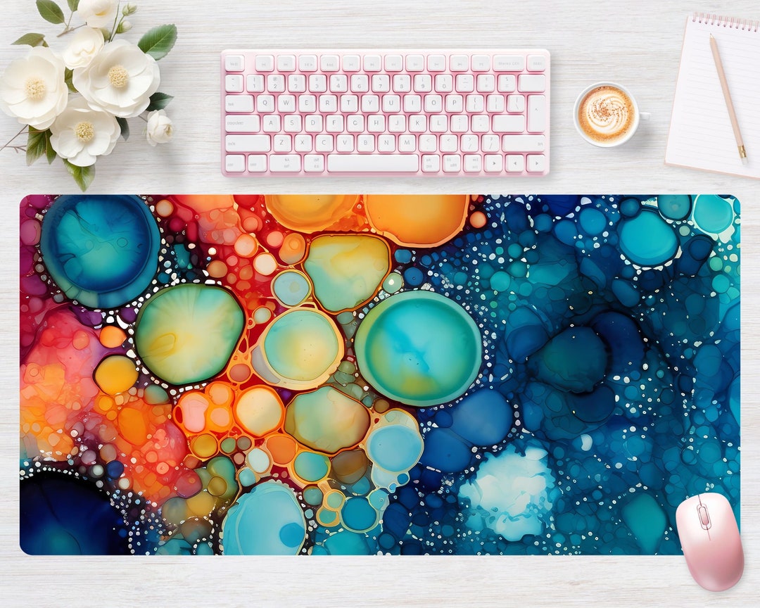 Desk Pad Marble Liquid Fluid Watercolor, Mouse Pad, Mouse Mat, Extra ...