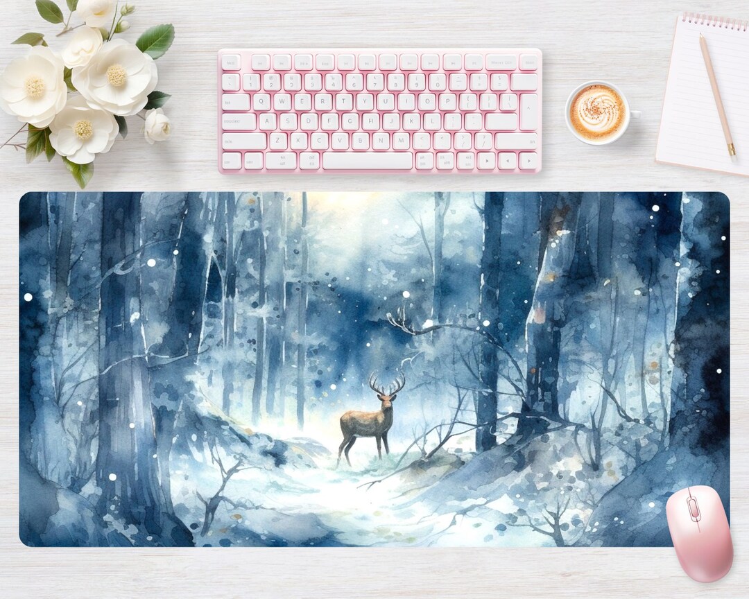 Desk Pad Christmas Reindeer Watercolor, Mouse Pad, Mouse Mat, Extra ...