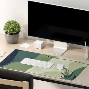 Desk Pad Abstract Leaf Green, Mouse Pad, Mouse Mat, Extra Large, Laptop ...