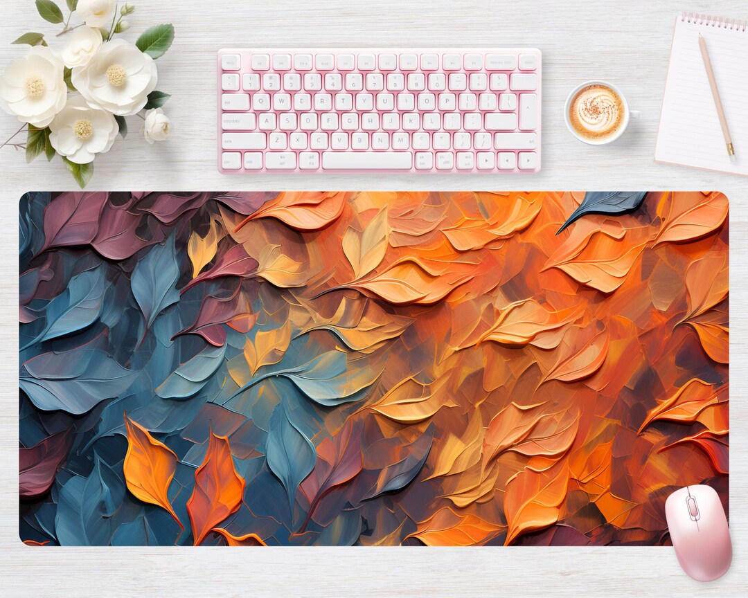 Autumn Leaves Desk Pad, Abstract Gold, Extra Large Mouse Mat - Etsy