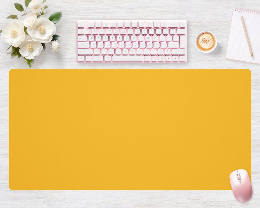 Desk Pad Yellow Solid, Mouse Pad, Mouse Mat, Extra Large, Laptop Mat ...