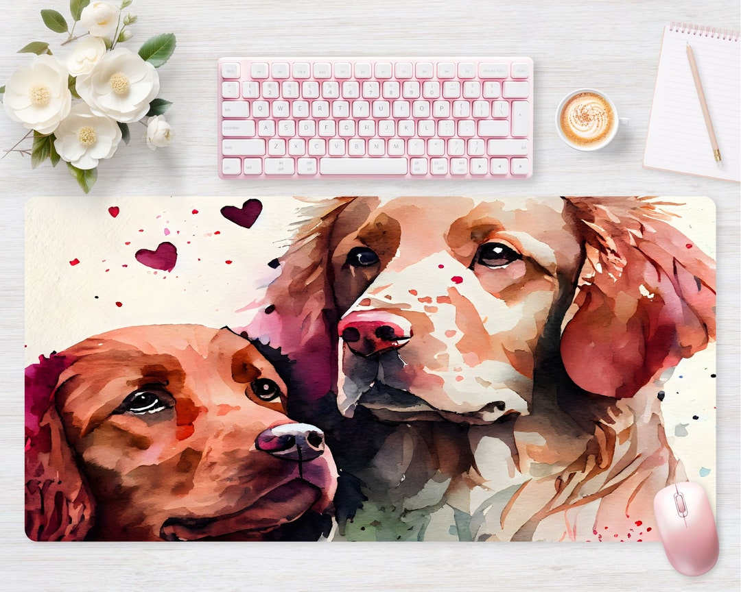 Desk Pad Dog Golden Doggy Mouse Pad, Mouse Mat, Extra Large, Laptop Mat ...