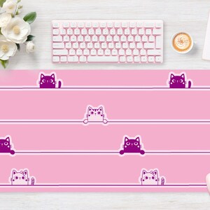 Desk Pad Cat Pink Row Mouse Pad, Mouse Mat, Extra Large, Laptop Mat ...