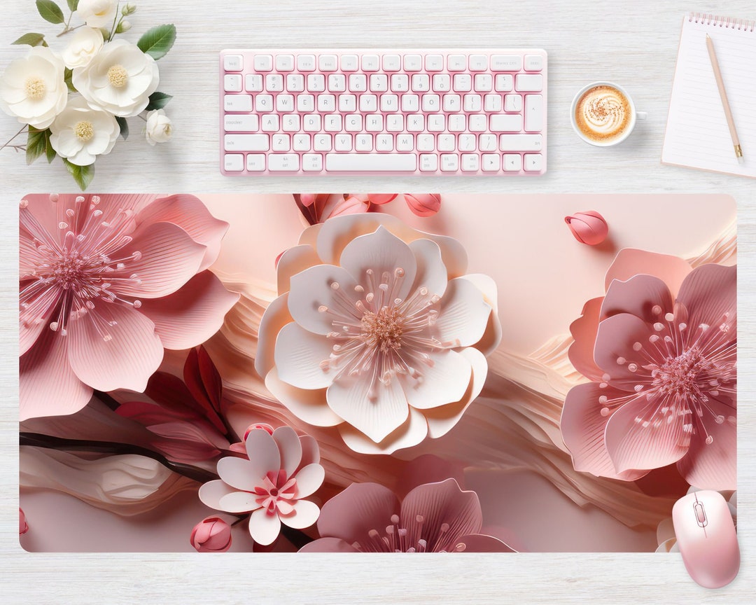 Desk Pad Primrose Pink Flower Spring 3D, Mouse Pad, Mouse Mat, Extra ...
