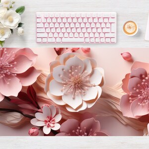 Desk Pad Primrose Pink Flower Spring 3D, Mouse Pad, Mouse Mat, Extra ...