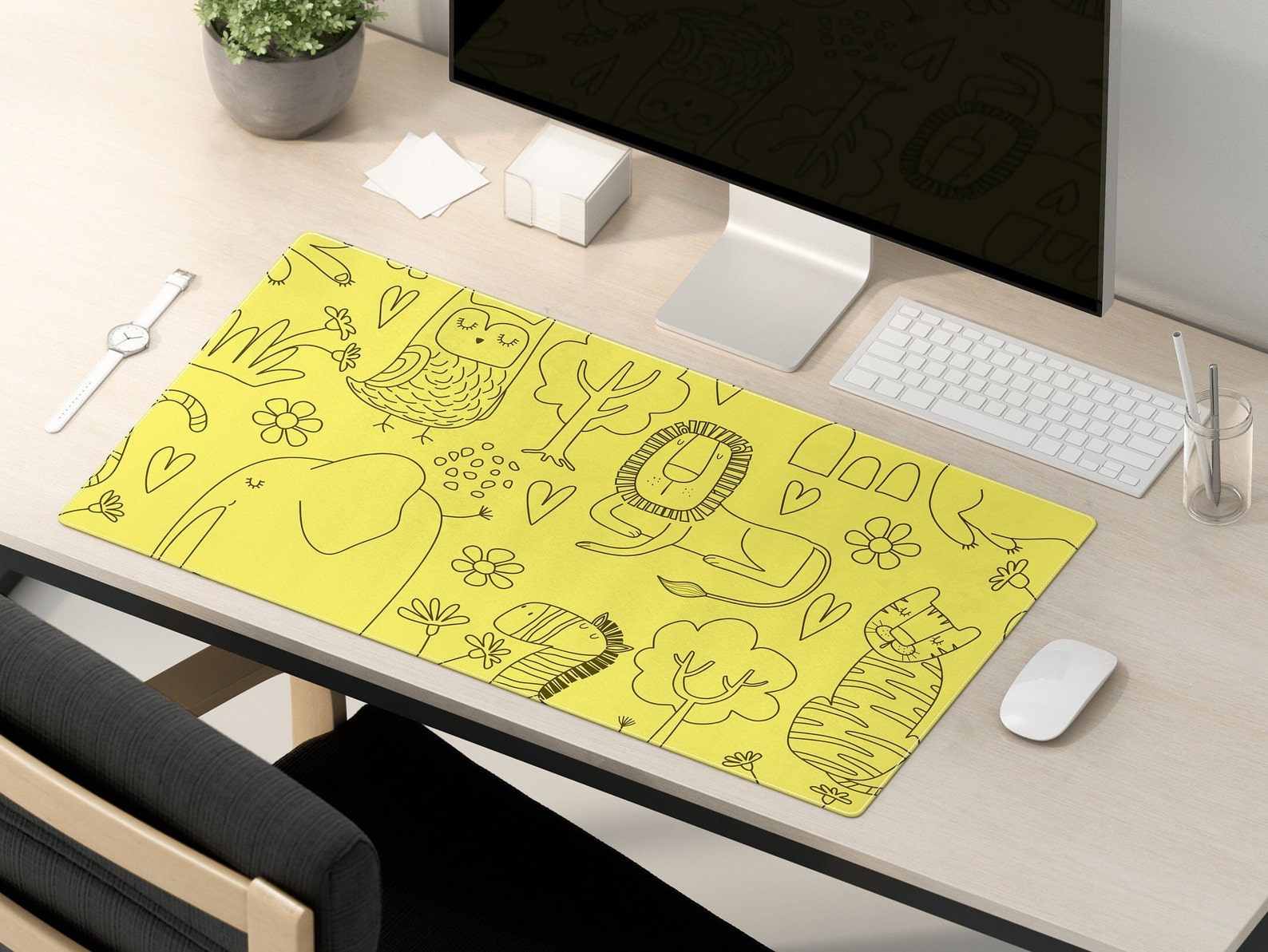 Desk Pad Animal Yellow, Mouse Pad, Mouse Mat, Extra Large, Laptop Mat ...