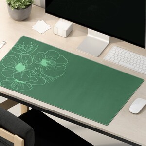 Desk Pad Flower Green, Mouse Pad, Mouse Mat, Extra Large, Laptop Mat ...